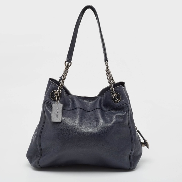 Coach | Bags | Coach Navy Blue Leather Edie Shoulder Bag | Poshmark